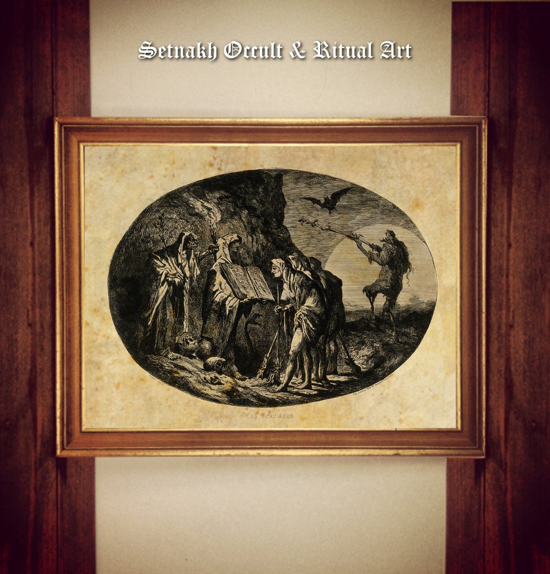 Witches Meeting and Performing Spell, Witchcraft Print, Magic, Dark Art ...