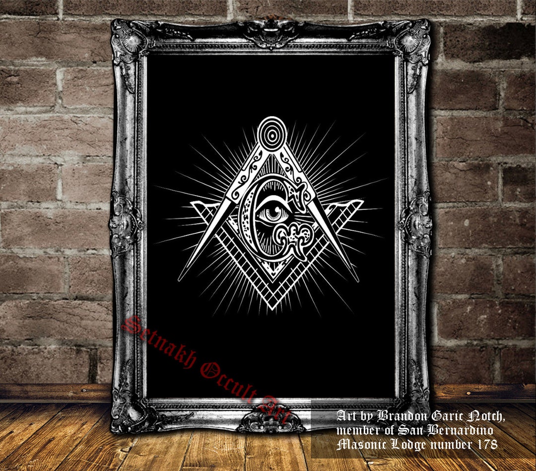Masonic Square and Compass Print, Masons Symbol, "g" Letter, Antique ...