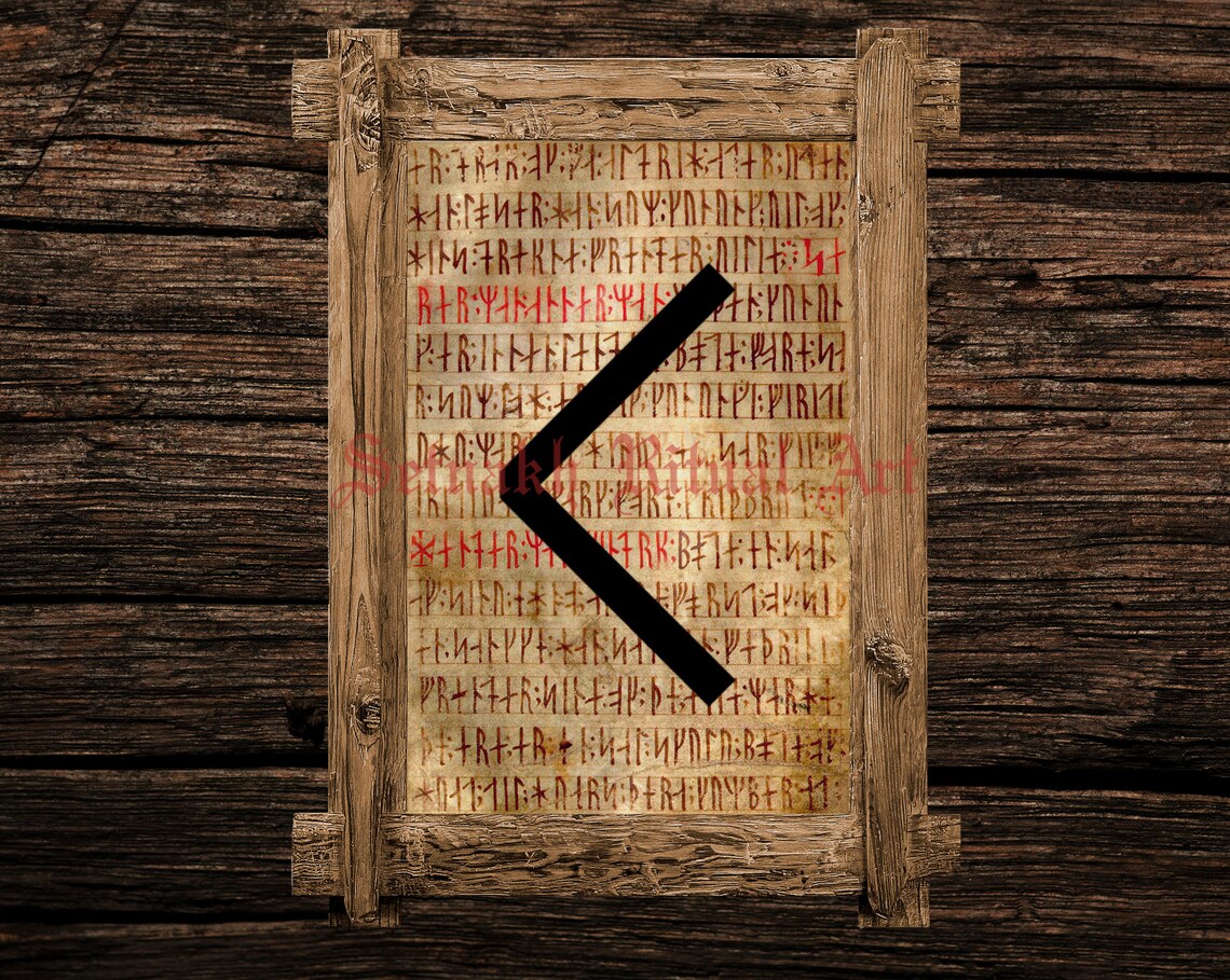 Kenaz Print Rune Illustration Elder Futhark Art Viking Home - Etsy