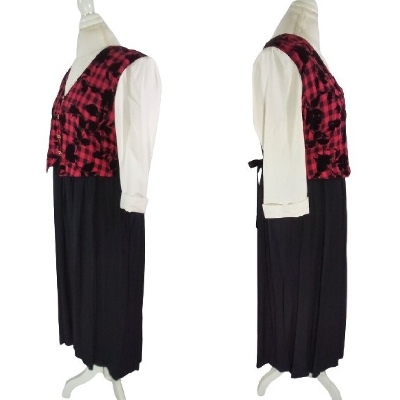 80s Allison-che Dress Faux Shirt/vest Combo / Cottagecore Maxi Dress ...