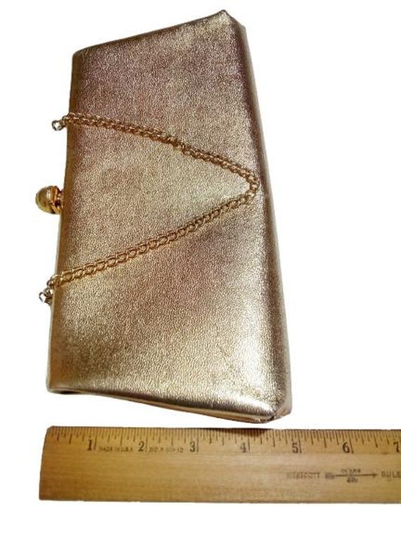 1960s Gold Metallic Metal Frame Handbag With Kiss Lock - Gem