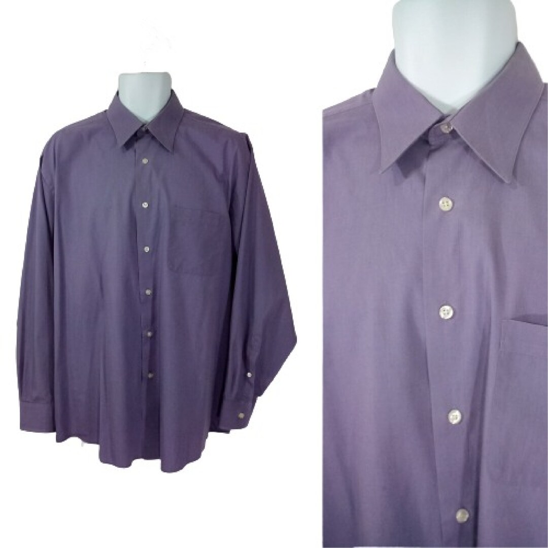 Men's 80s Purple Button up Dress Shirt by Alexander Julian for Colours ...