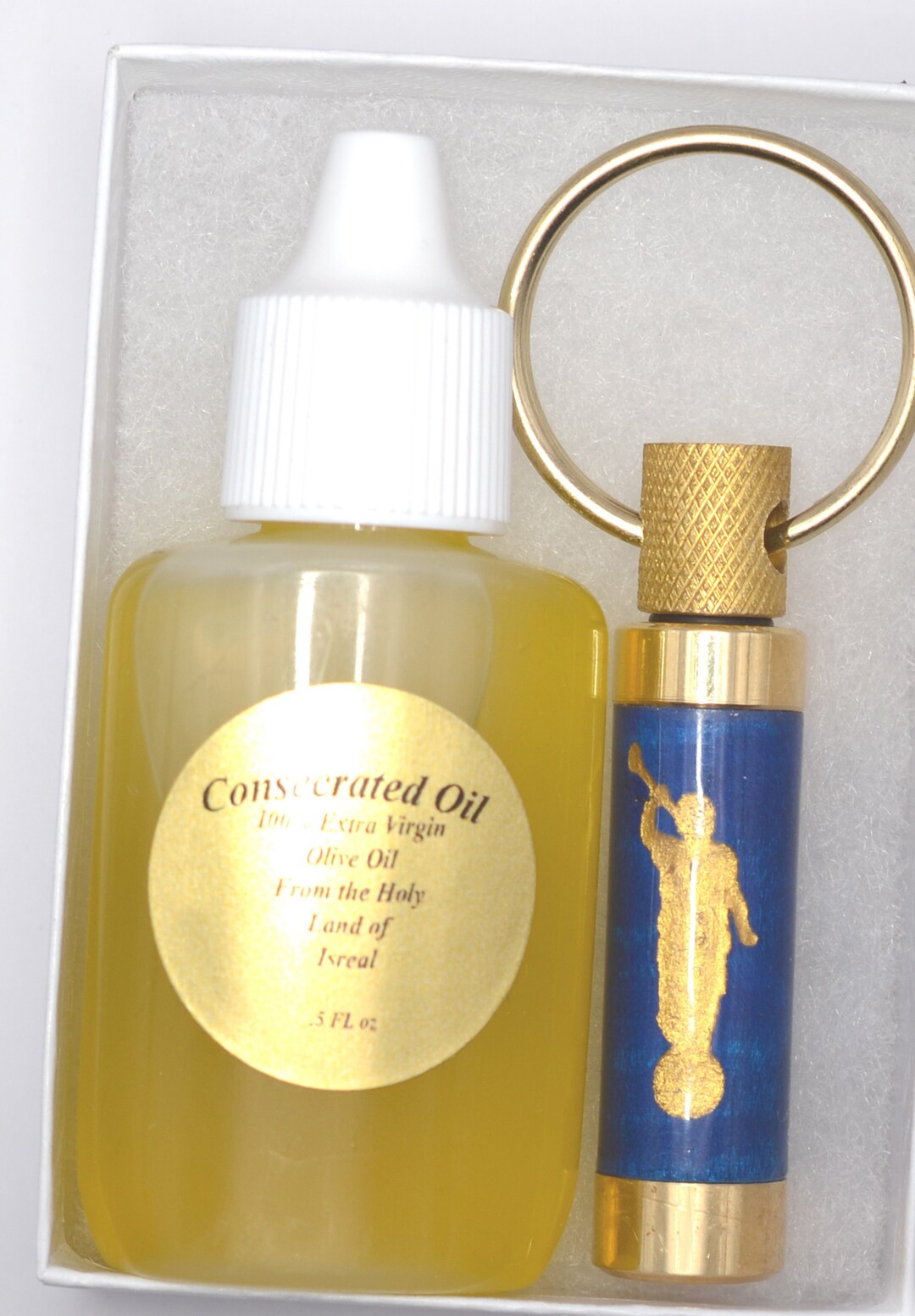 LDS Consecrated Oil Vial With Moroni Engraved on Dyed Blue Curly Maple ...