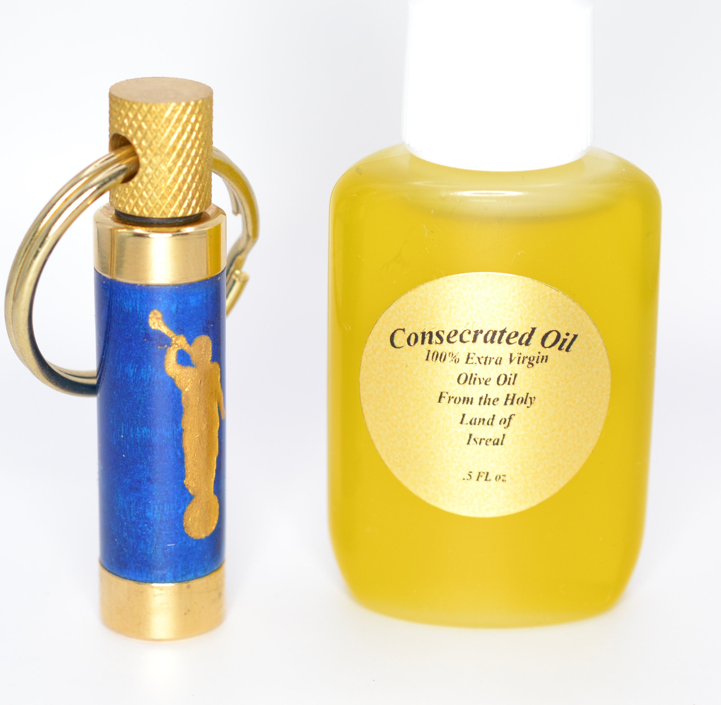 LDS Consecrated Oil Vial With Moroni Engraved on Dyed Blue Curly Maple ...