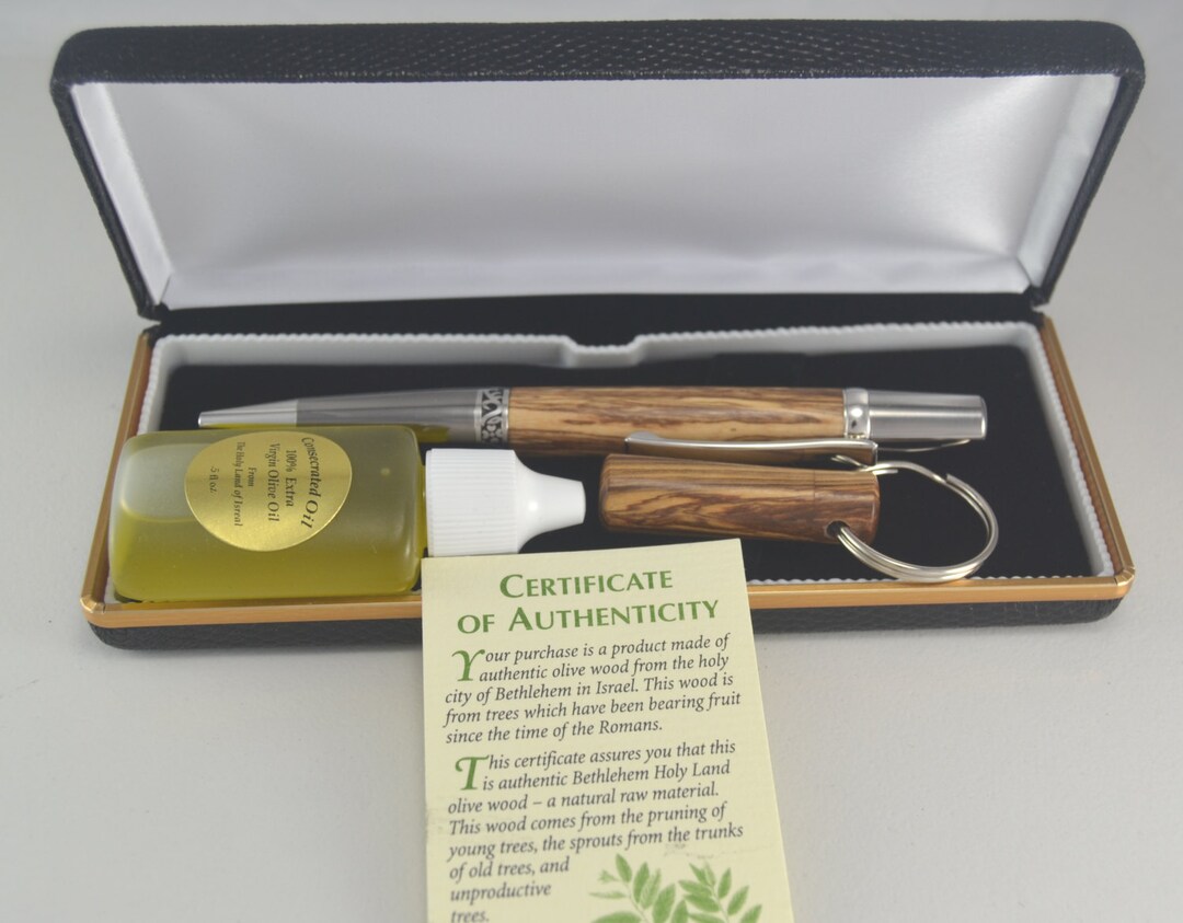 LDS Consecrated Oil Vial and Pen Made Out of Olive Wood From Bethlehem ...
