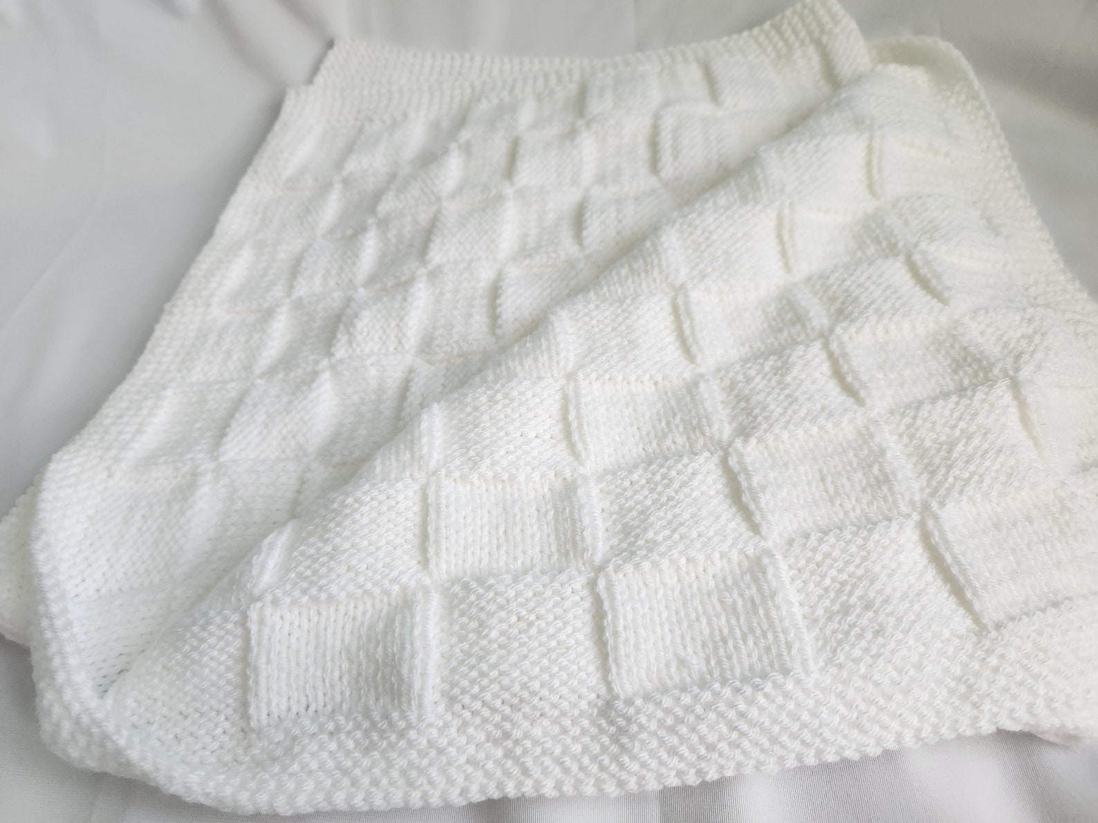 Handmade Knit Baby Blanket, Nursery Knitted Bedding, Infant Receiving ...