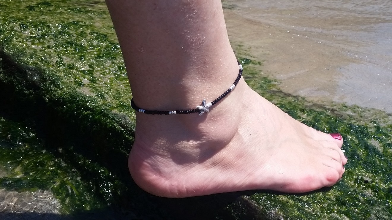 Black Anklet Bracelet for Women, Beach Summer Foot Ankle Bracelet ...