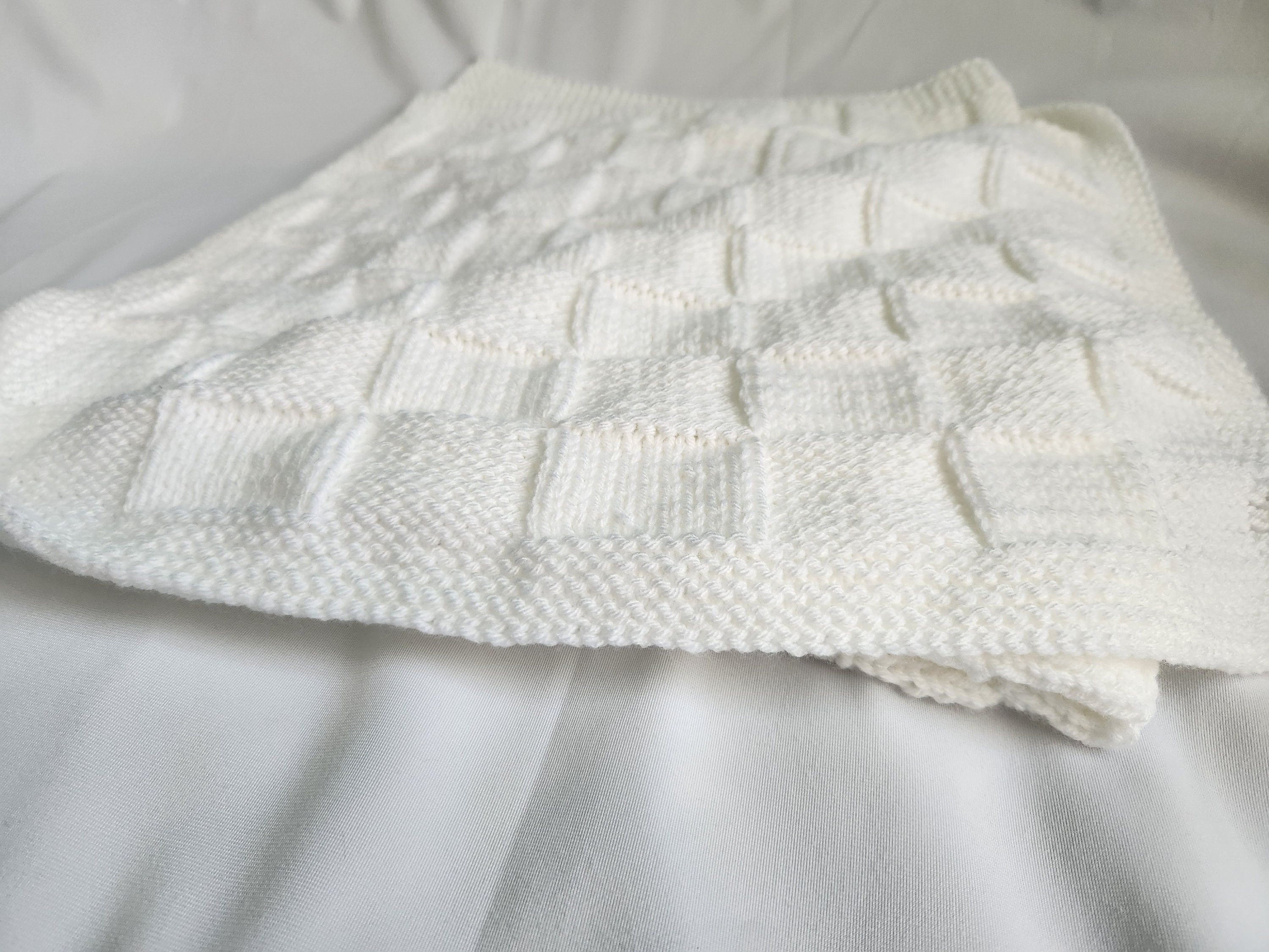 Handmade Knit Baby Blanket, Nursery Knitted Bedding, Infant Receiving ...