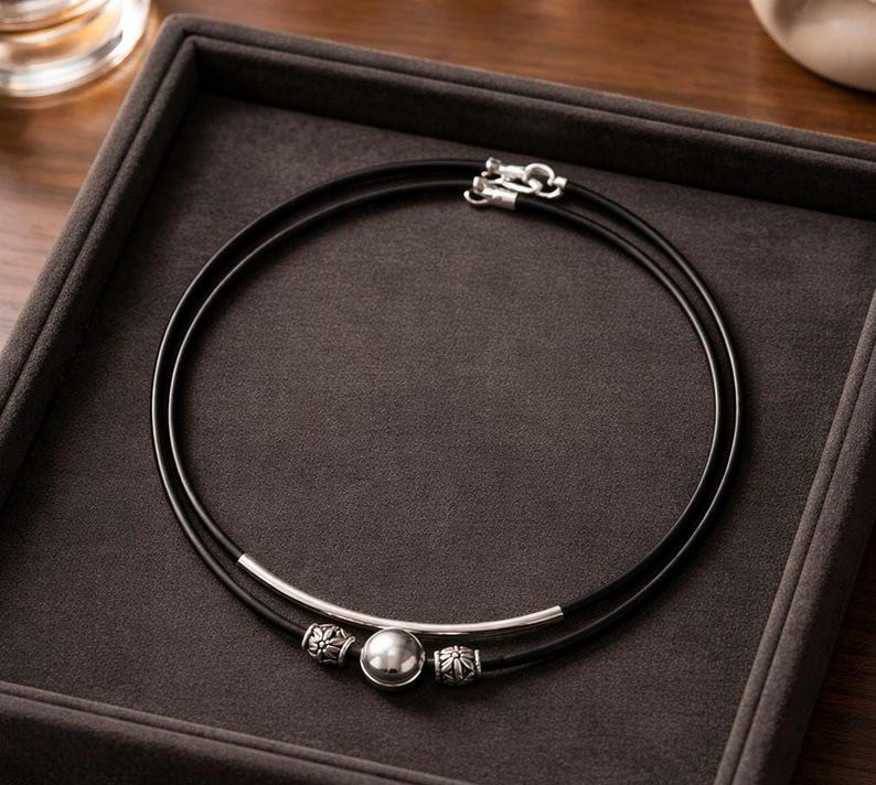 Boho Black Faux Leather Ankle Bracelet, Minimalist Double Strand Anklet ...