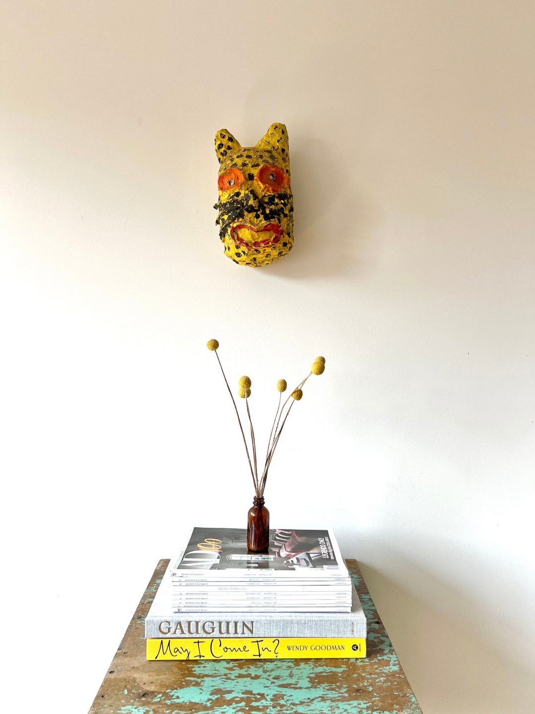 Folk Art Leopard Paper Mache Mask - Etsy