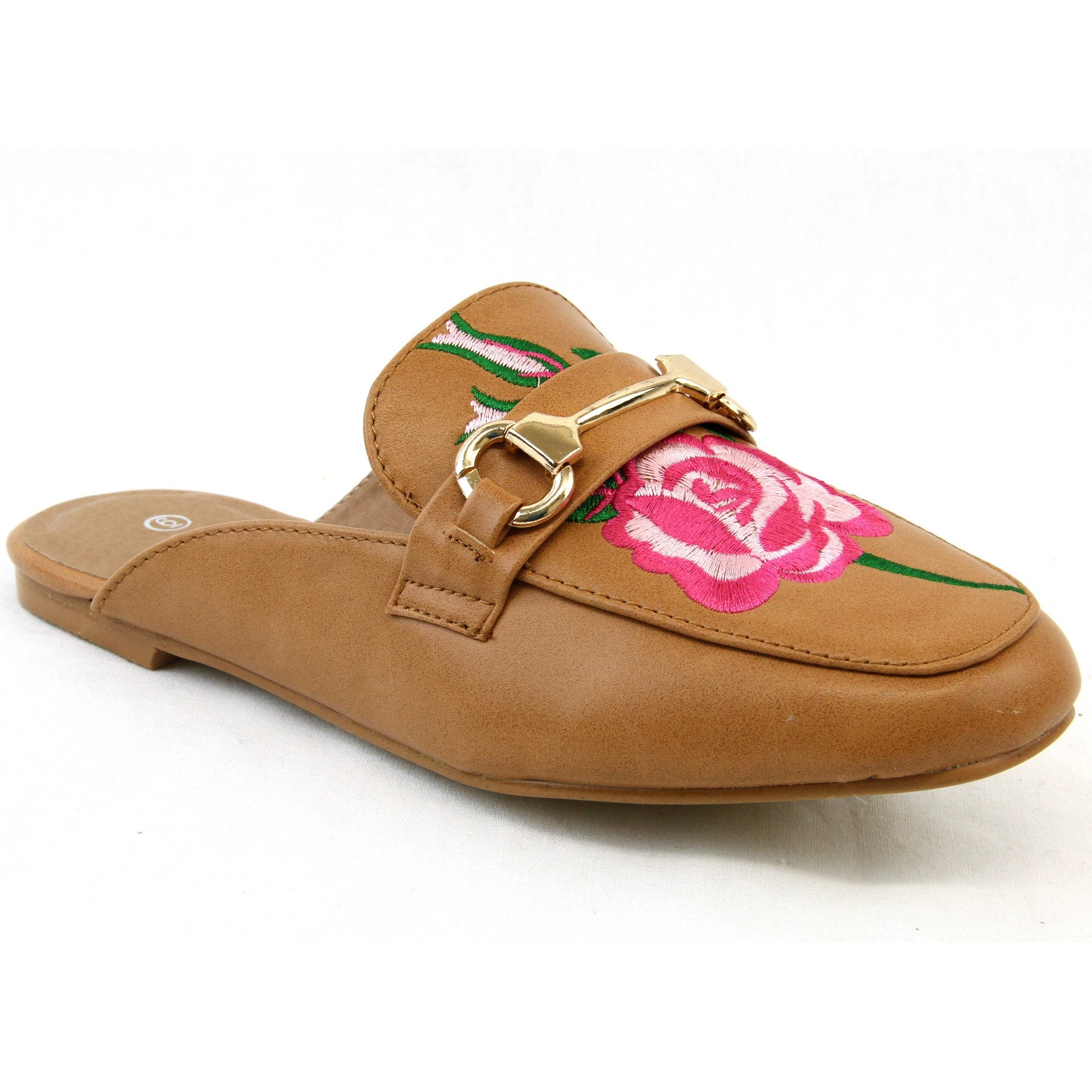 Women Open Back Loafers Embroidery Big Red Rose Flower Easy to - Etsy UK