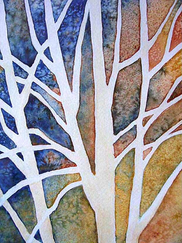 Trees in Contrast Watercolor Painting - Etsy