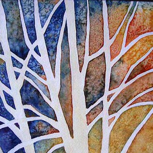 Trees in Contrast - Watercolor Painting - Etsy