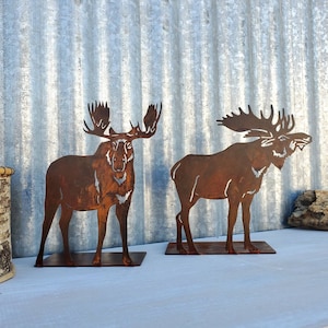 Rusty Moose Decoration for Table | Rustic Moose Statue Cabin Decor ...
