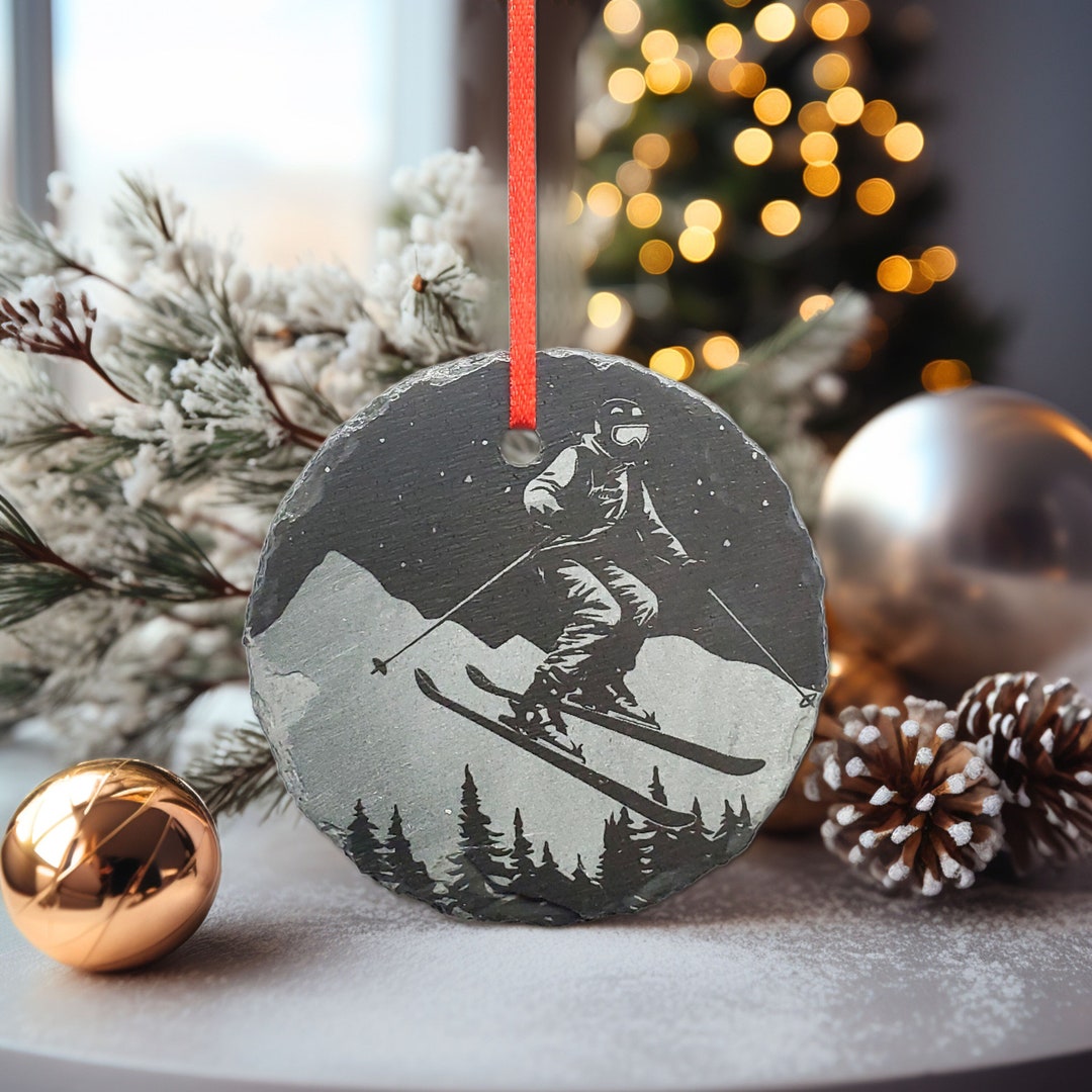 Downhill Skiing Ornament | 3" Winter Snow Skier Ornament | Personalized ...