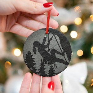Female Rock Climbing Ornament | 3" Adventure Ornament | Rustic ...