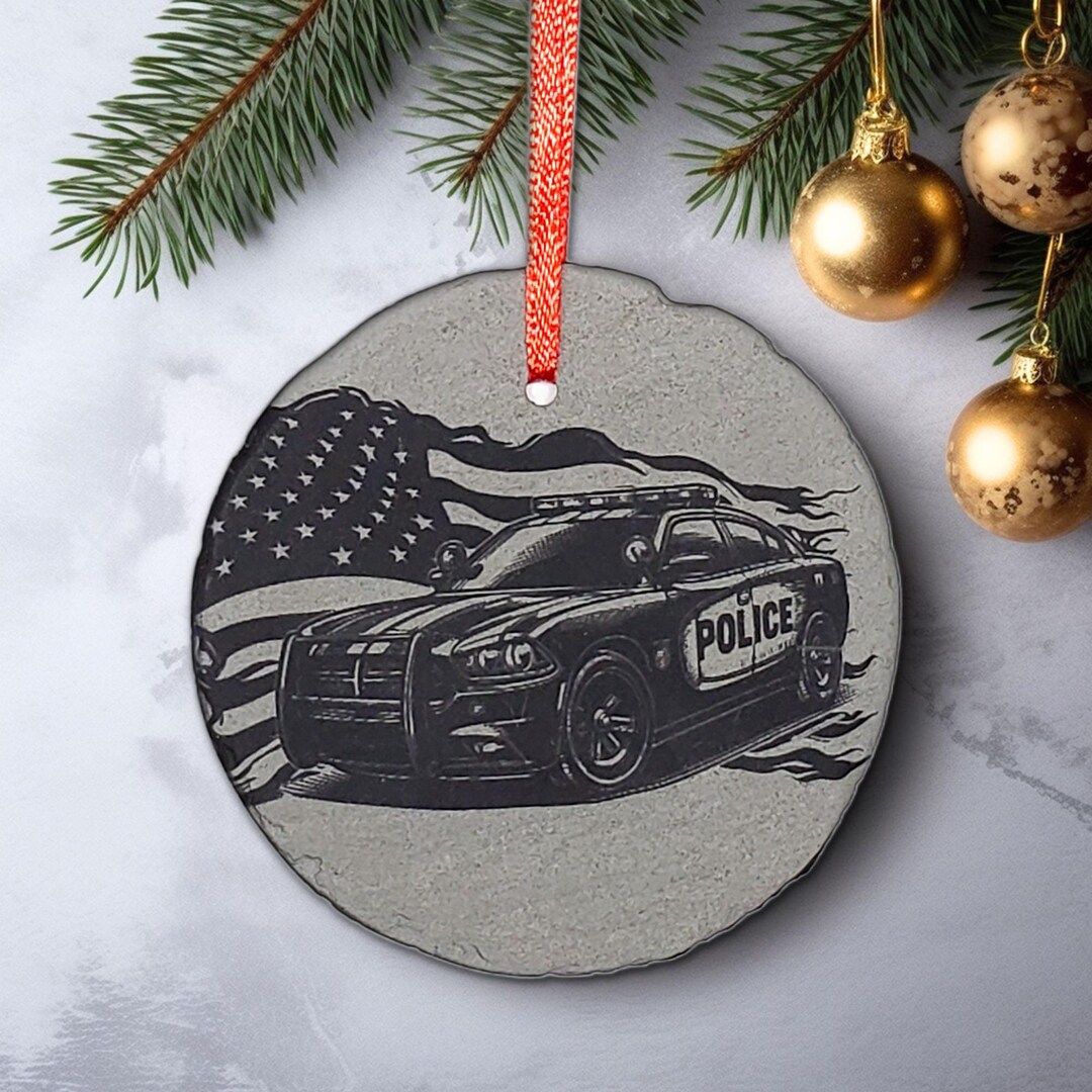 Police Car Ornament | 3" Law Enforcement Officer Ornament | Rustic ...