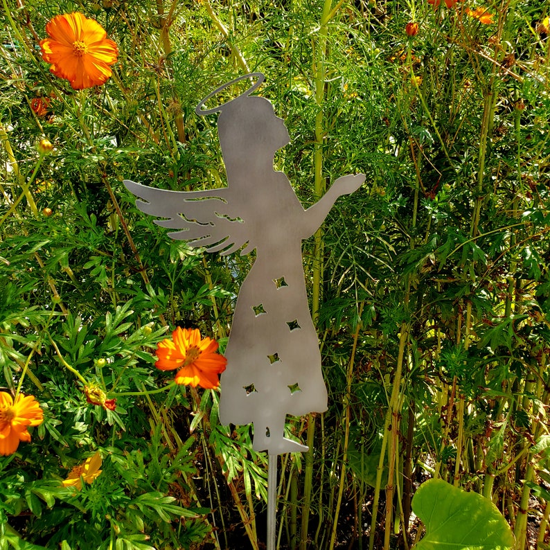 Metal Angel Garden Yard Stake, Angel Gift, Garden Angel Art, Yard Art ...