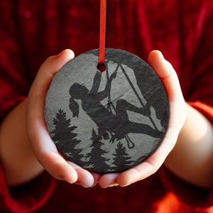 Female Rock Climbing Ornament | 3" Adventure Ornament | Rustic ...