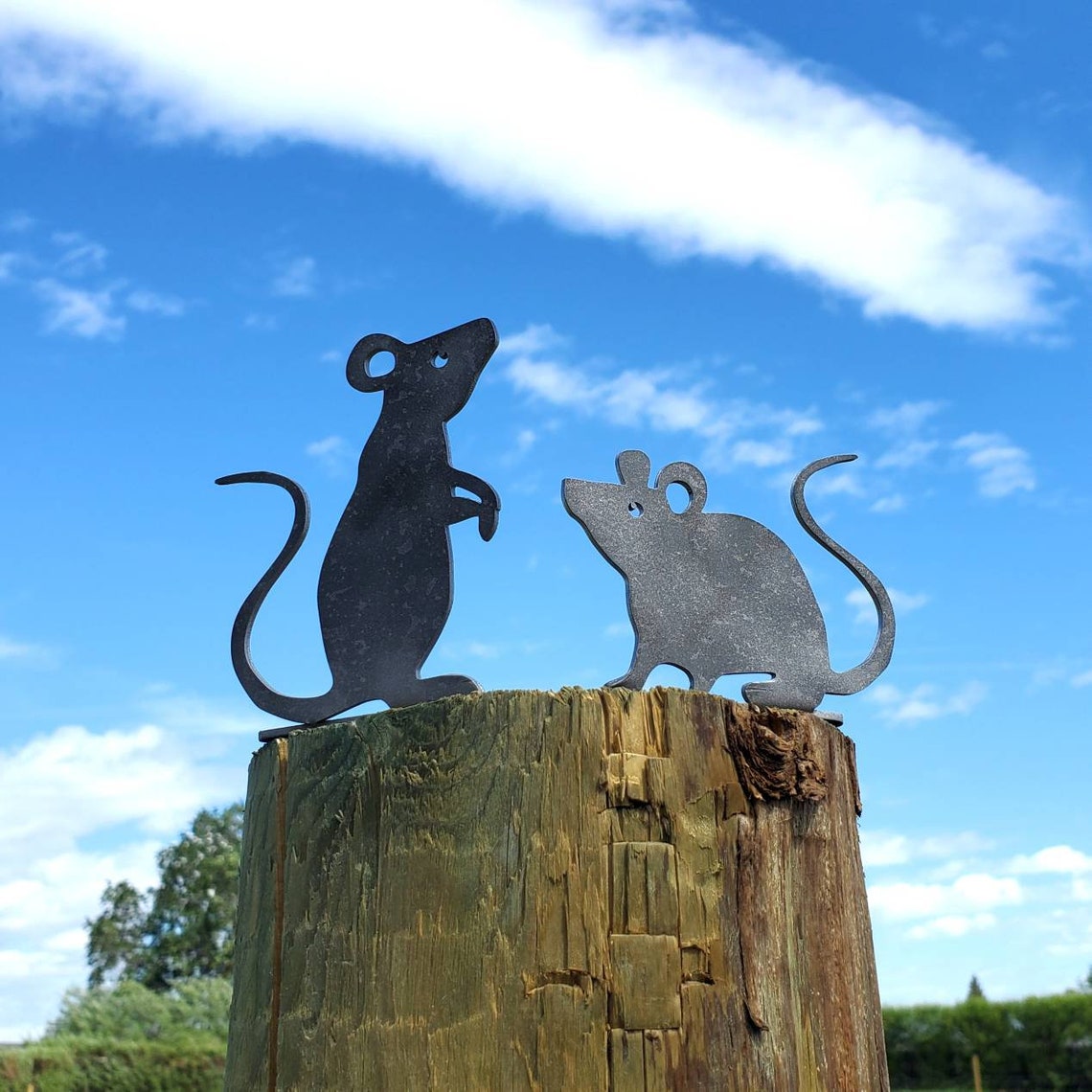 Metal Mice Fence Topper / Tiny Mouse Garden Gift / Rusty Mice - Etsy