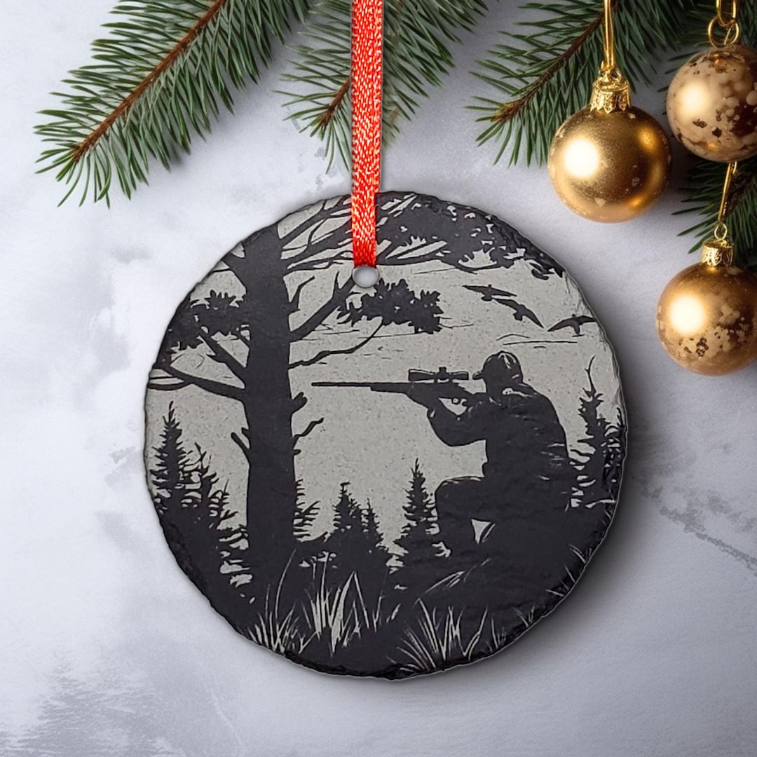 Hunting Ornament | 3" Rifle Sportsman Ornament | Personalized Rustic ...