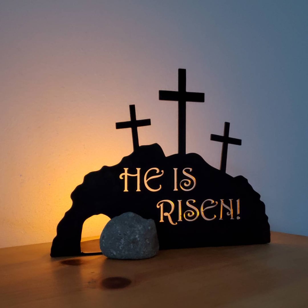 Empty Tomb Easter Scene He is Risen Easter Nativity Resurrection Cross ...