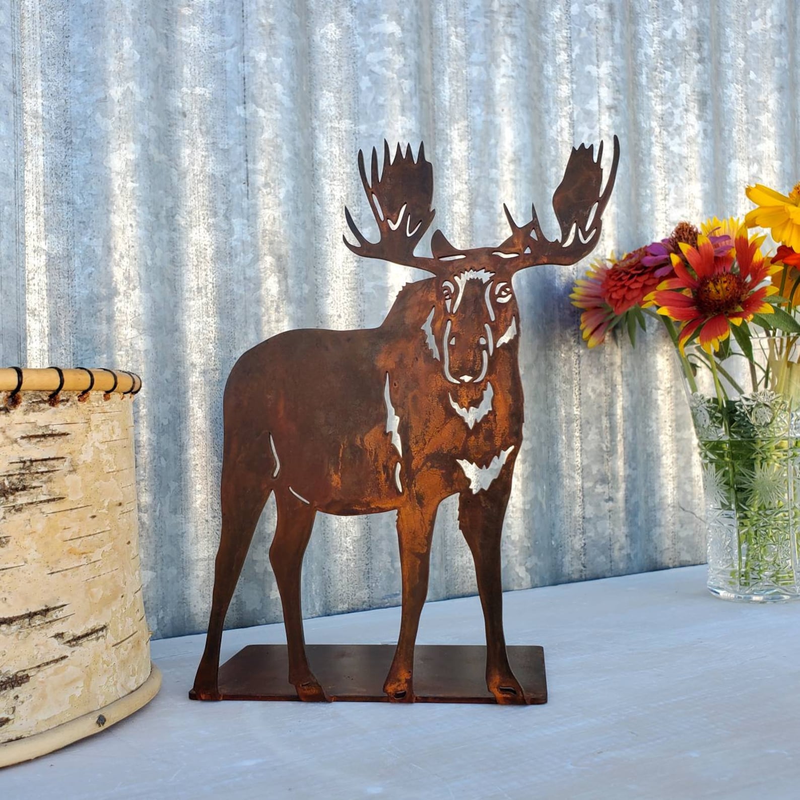 Rusty Moose Decoration for Table Rustic Moose Statue Cabin - Etsy