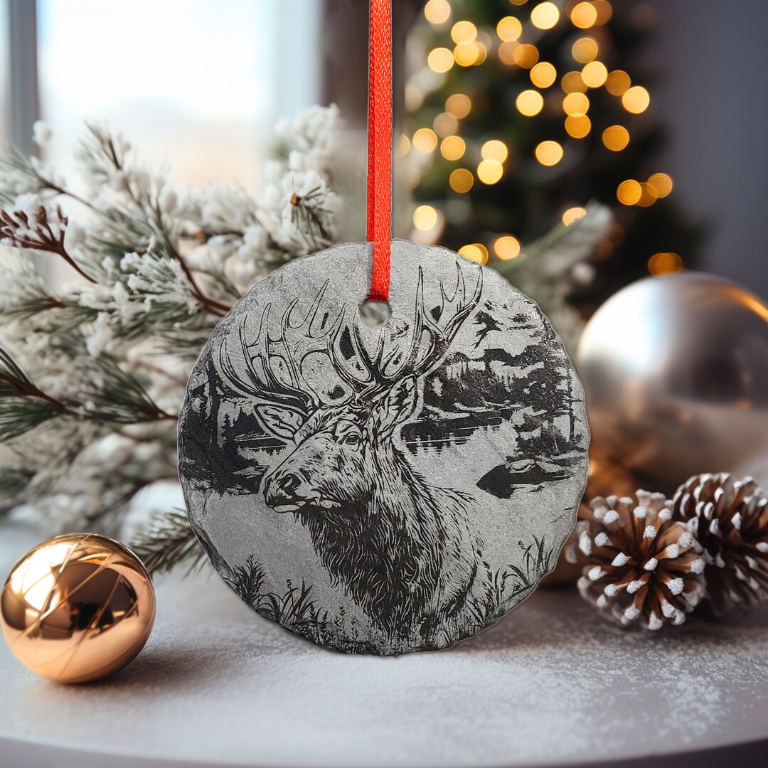 Elk Ornament | 3" Nature Ornament | Personalized Wild Animal Rustic ...