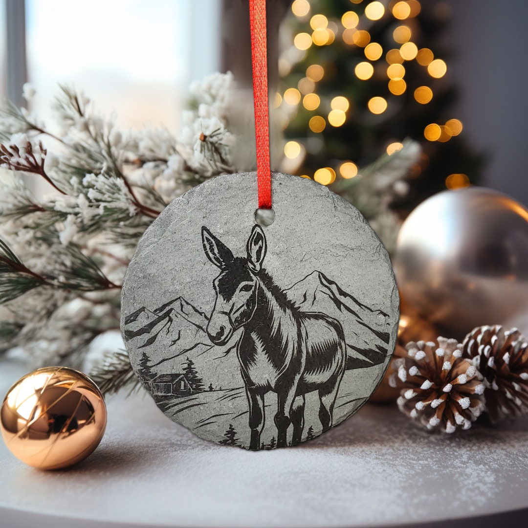 Donkey Ornament | 3" Burro Ornament | Personalized Rustic Christmas ...