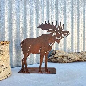 Rusty Moose Decoration for Table | Rustic Moose Statue Cabin Decor ...