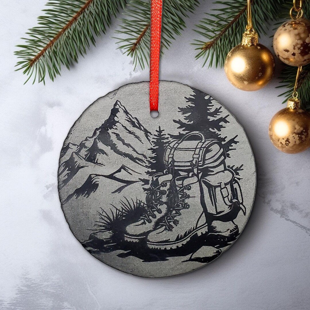 Slate Hiking Ornament | 3" Backpacking Custom Adventure Ornament ...