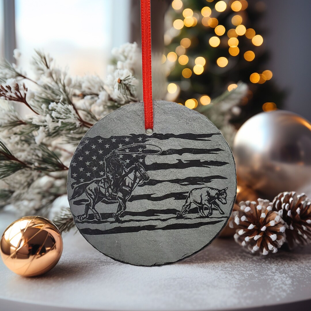 Calf Roping Ornament | 3" Custom Cowboy Cattle Ornament | Personalized ...