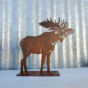 Rusty Moose Decoration for Table | Rustic Moose Statue Cabin Decor ...