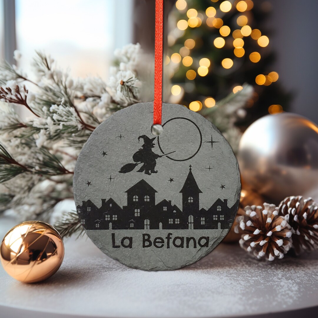 La Befana Christmas Ornament | Personalized Italy Rustic Slate Ornament ...