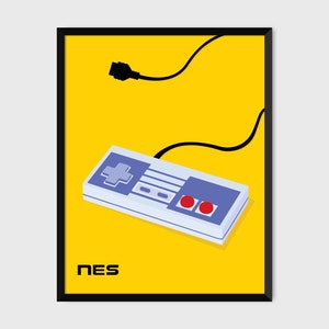 Japanese NES Gaming Controller Print Pop Art Illustration Poster yellow ...