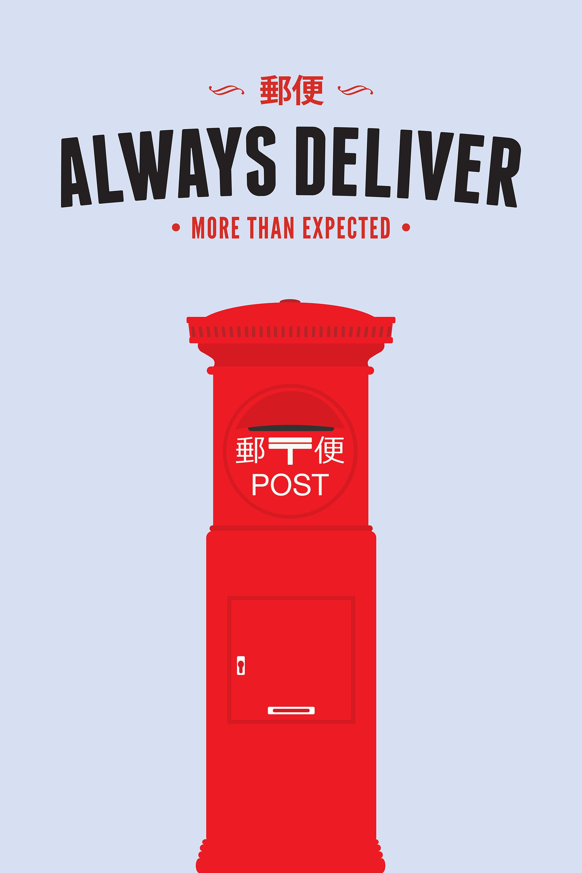 Japan Post Retro Print Mailbox Illustration & Typography Poster - Etsy