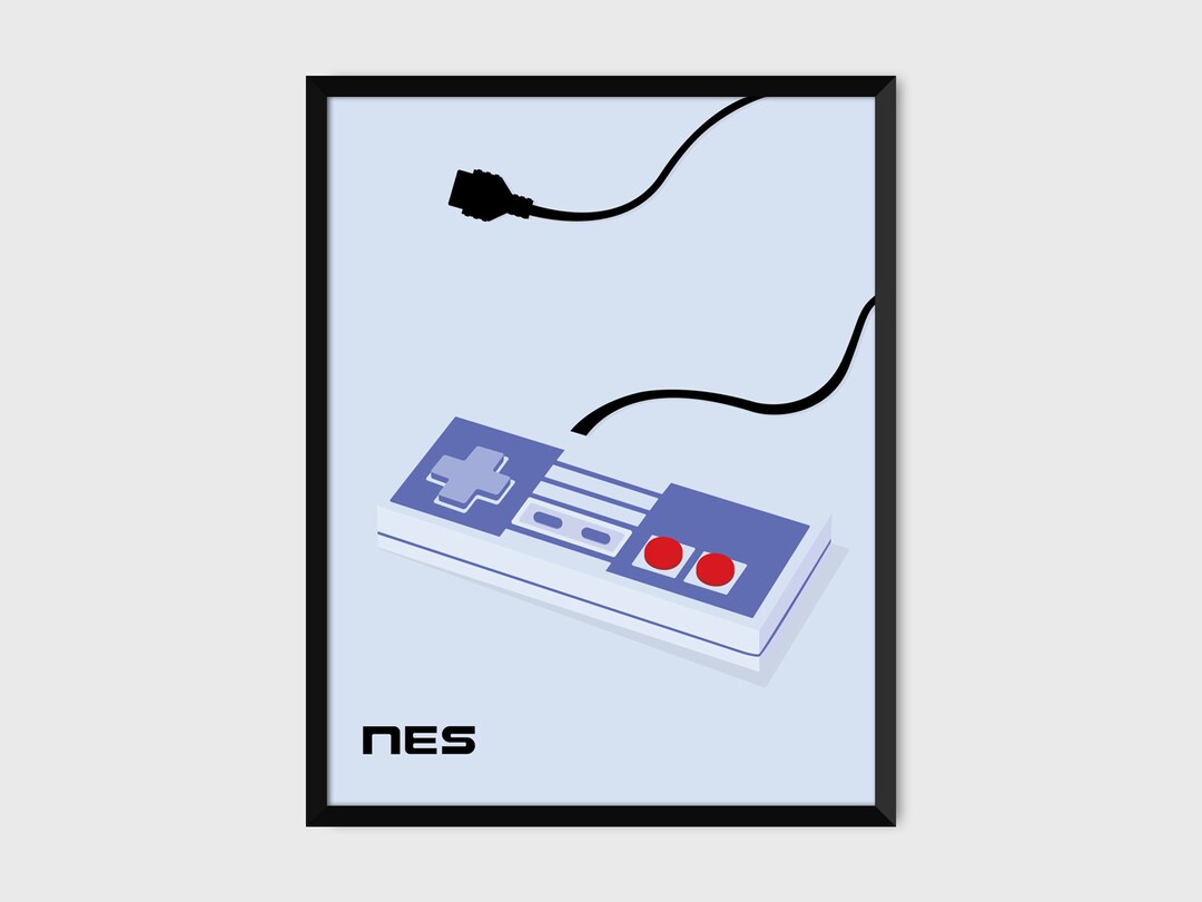 Japanese NES Gaming Controller Print Pop Art Illustration Poster grey ...