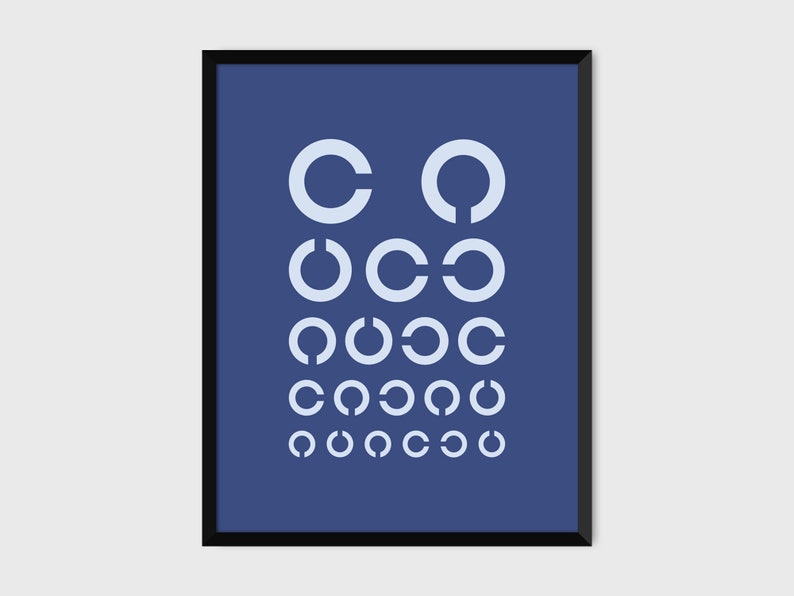 Japanese Eye Chart Print Pop Art Landolt C Vision Test Poster indigo - Etsy
