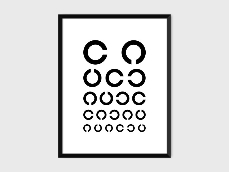 Japanese Eye Chart Print Pop Art Landolt C Vision Test Poster white - Etsy