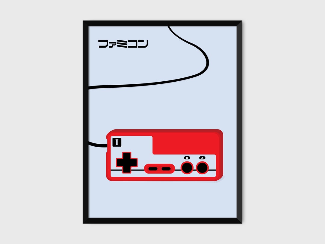 Japanese Famicom Gaming Controller Print Pop Art Illustration Poster ...