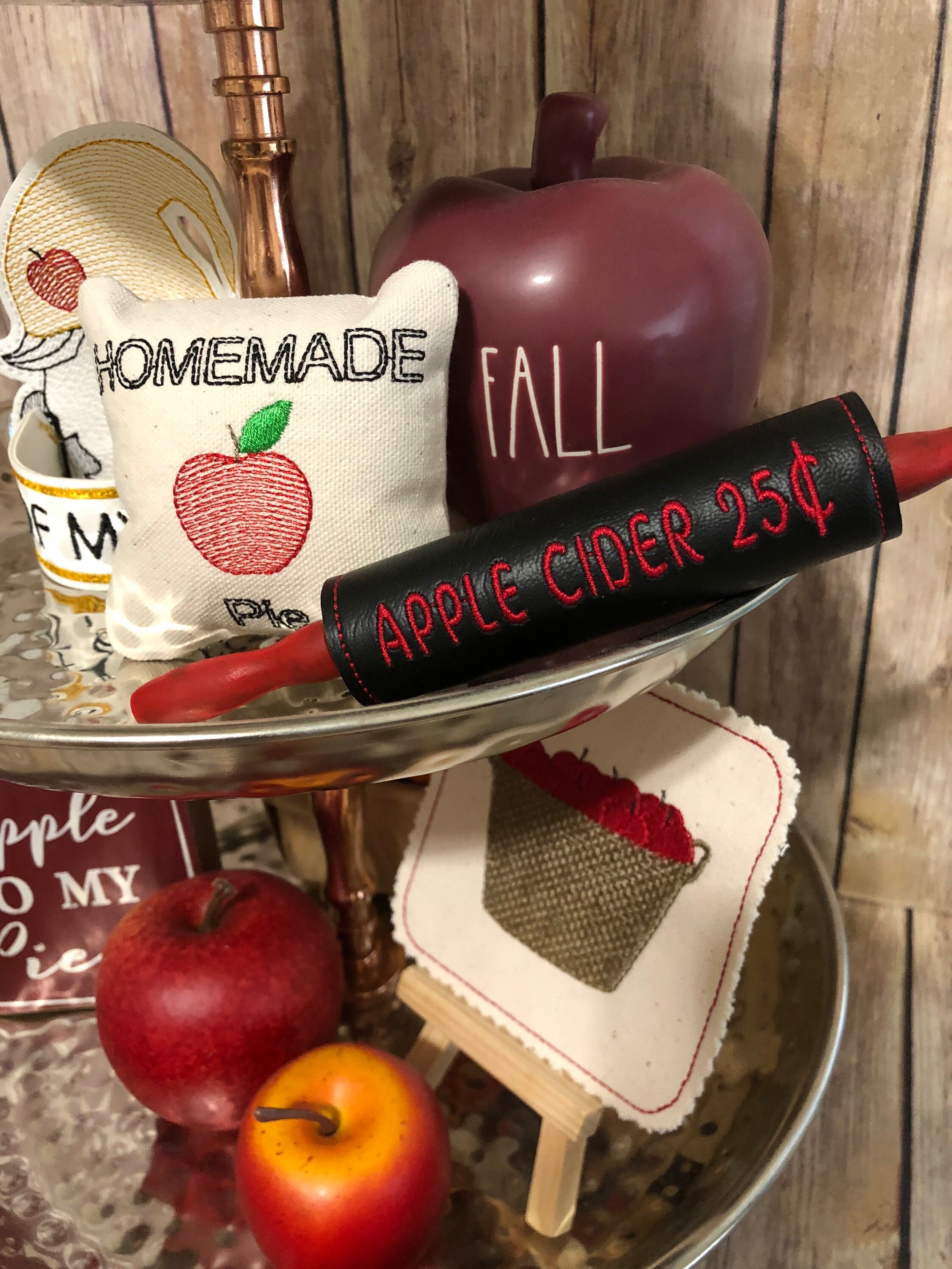 APPLE TIERED TRAY Decor Embroidered Apple Themed Miniature | Etsy