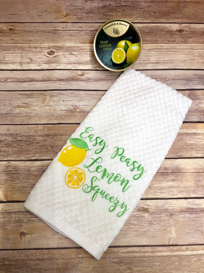 EASY PEASY Lemon Squeezy Kitchen TOWEL. Funny Tea Towels. Modern ...