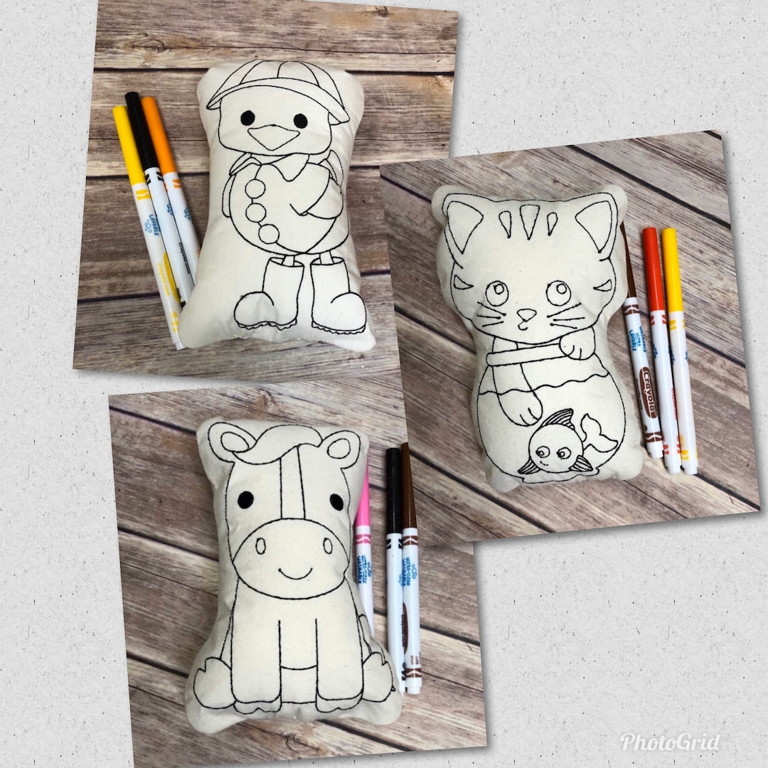 ANIMAL DOODLE DOLL! Coloring Dolls. Color Me Doll. Washable. Includes 3 ...