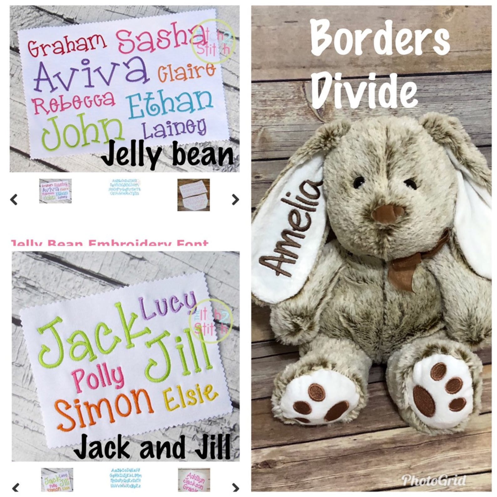 EMBROIDERED BUNNIES Bunny Rabbits. Baby Shower. Easter. - Etsy