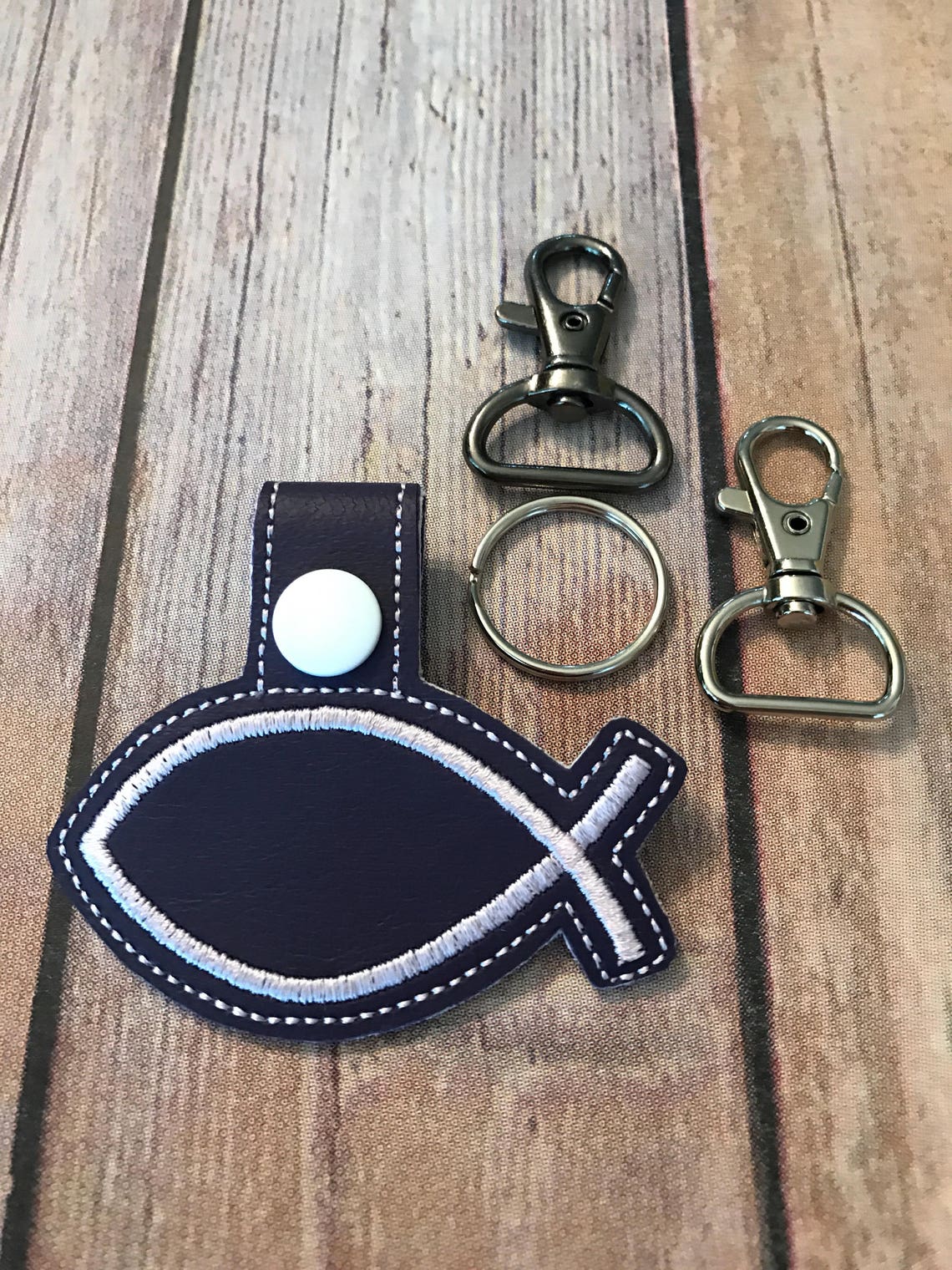 ICHTHYS KEY FOB. Jesus Fish Snap Tab Christian Key Fob. Jesus | Etsy