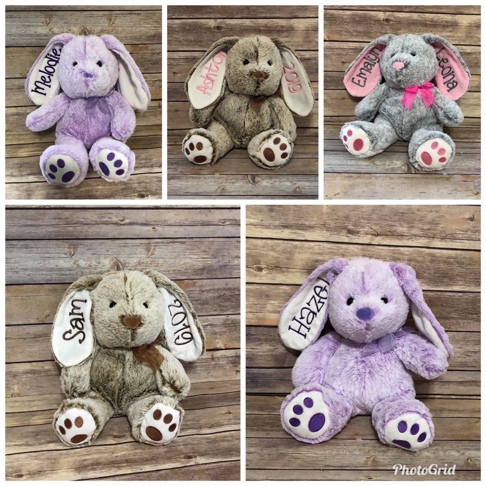 EMBROIDERED BUNNIES Bunny Rabbits. Baby Shower. Easter. - Etsy