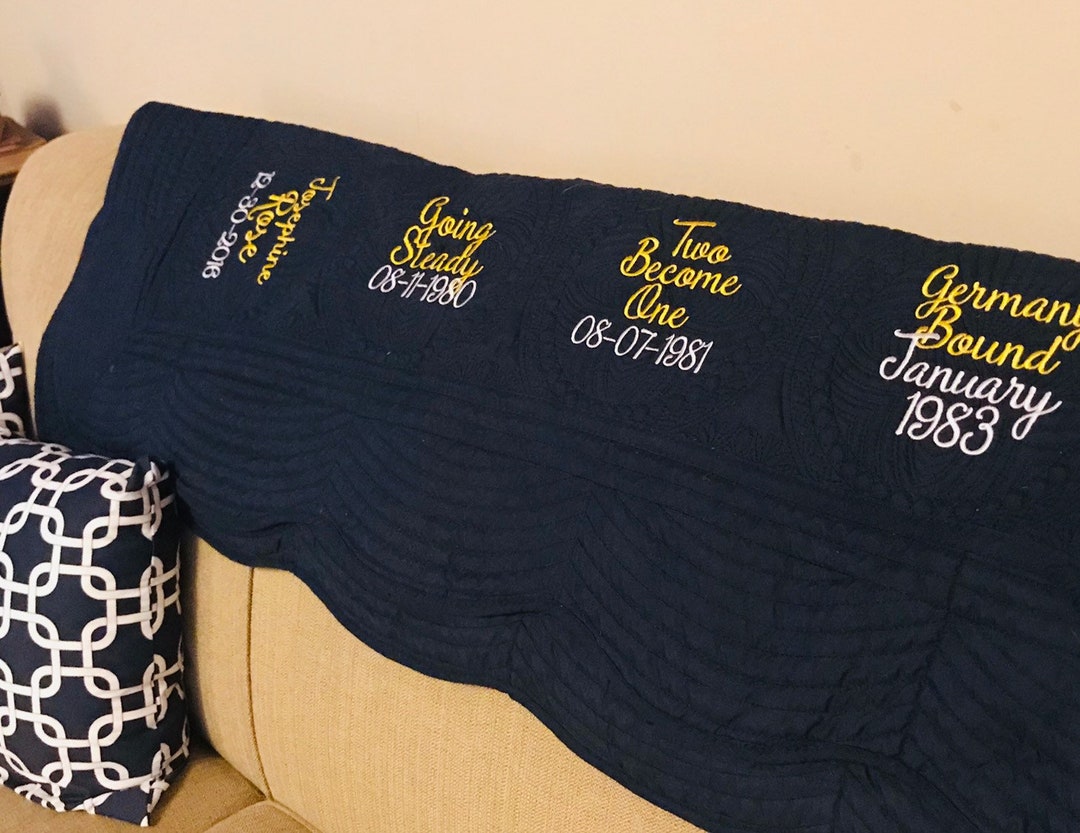 TIMELINE MEMORY QUILTS! Heirloom Memory Quilt. Personalized Lap Quilt ...