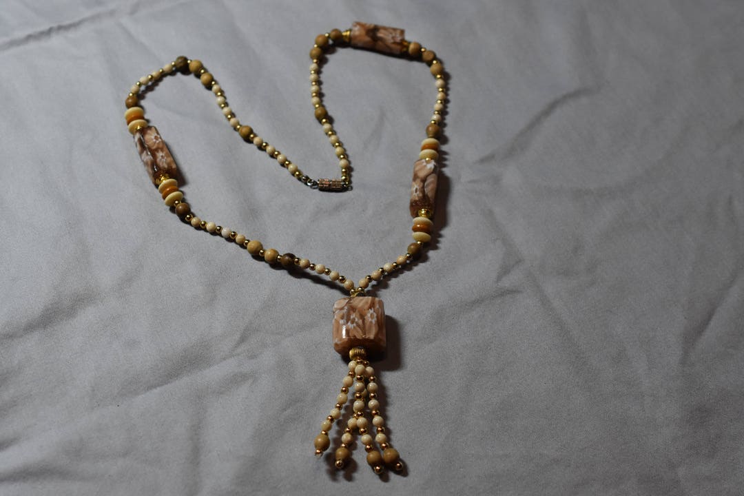 Flowered Stone and Riverstone Necklace - Etsy