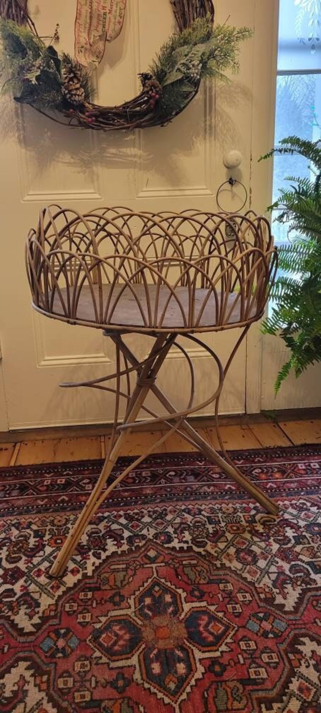 Mid Century Boho Plant Stand, Wicker Bohemian, Rattan - Etsy