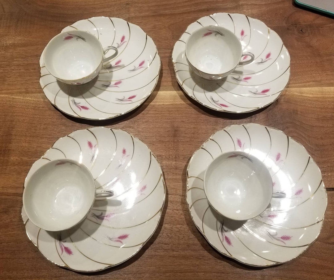 Yamaka China, Snack Plate and Cup, Set of 4, Tea Set - Etsy